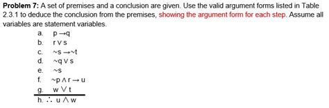 solved problem 7 a set of premises and a conclusion are