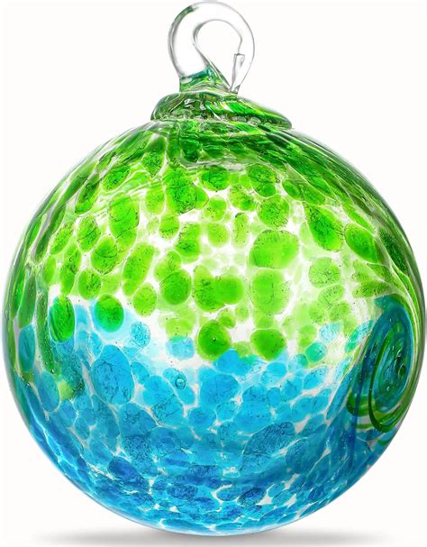 Krisinine 4 Inch Hand Blown Glass Gazing Balls Green Glass Christmas