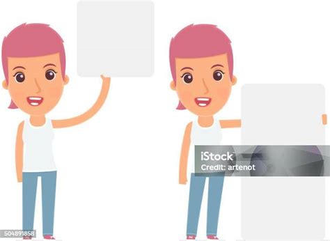 재미있는 문자를 Blogger 여자아이 고정함 및 상호 작용하는 맹검액 양식 공연에 대한 스톡 벡터 아트 및 기타 이미지 공연 나름 단순함 Istock