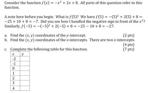 solved consider the function f x x 2 2x 8 all parts