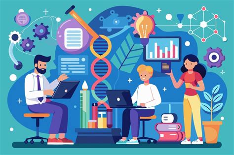 Premium Vector Students Using Ai Algorithms To Analyze Genetic Data