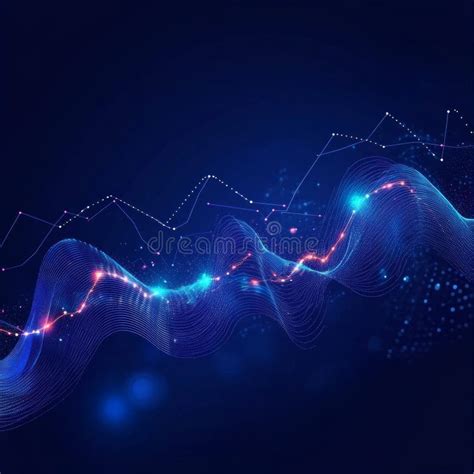 Abstract Digital Waveform With Glowing Data Points And Light Trails Stock Image Image Of Lines