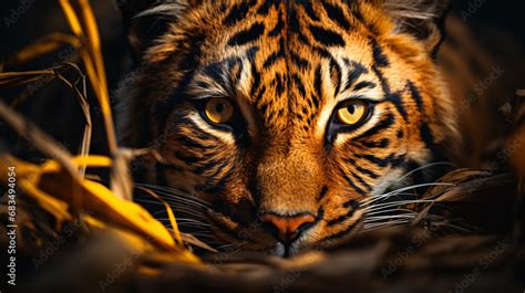 Wildlife Photography Of A Dangerous Tiger With Black And Orange Stripes