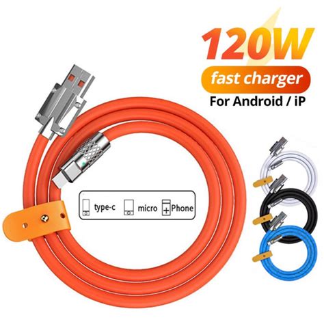 Original W A Usb Fast Charging Cable Zinc Alloy Charger Soft Silicone Data Transfer Cable