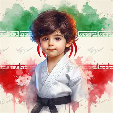 بک گراند پسر بچه تکواندو کار با پس زمینه پرچم ایران کد 43879 ویژه عکس گراف عکس گراف