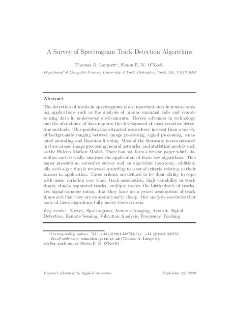 Pdf A Survey Of Spectrogram Track Detection Algorithms