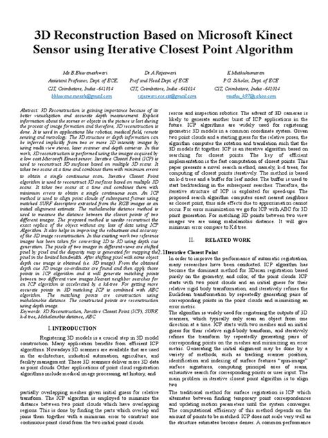 3d Reconstruction Based On Microsoft Kinect Sensor Using Iterative