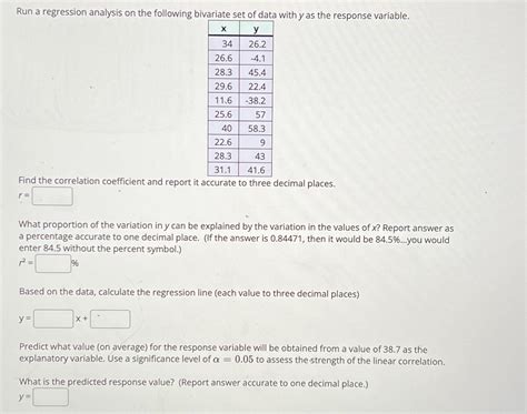Solved Run A Regression Analysis On The Following Bivariate