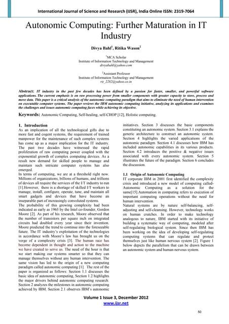 Autonomic Computing Ppt Ppt