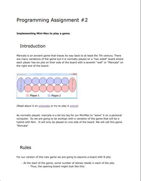 Programming Assignment 2 Implementing Mini Max To