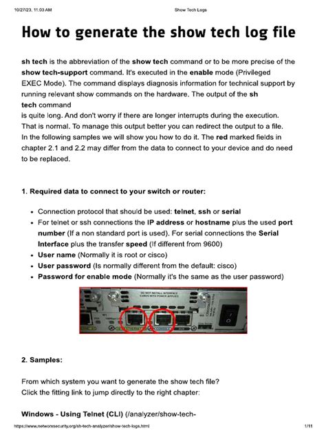 How To Generate The Show Tech Log File Pdf