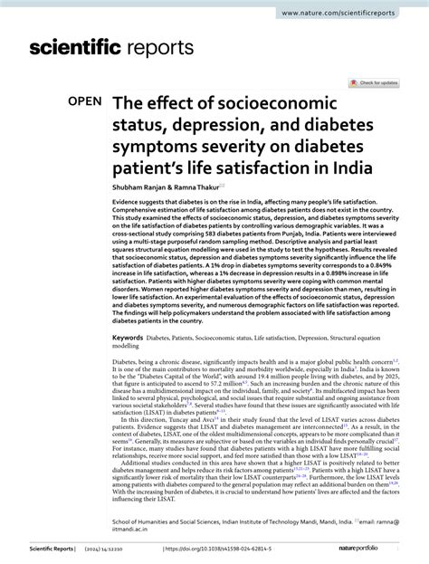 Pdf The Effect Of Socioeconomic Status Depression And Diabetes