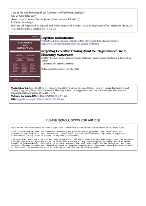 Pdf Supporting Generative Thinking About The Integer Number Line In
