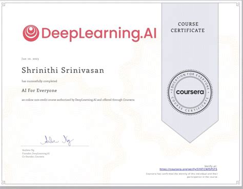 Shrinithi Srinivasan On Linkedin Ai Artificialintelligence Onlinecourse Learningjourney