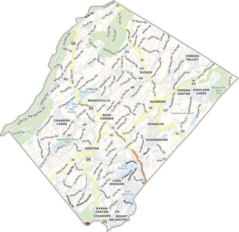 Sussex County Map New Jersey Us County Maps