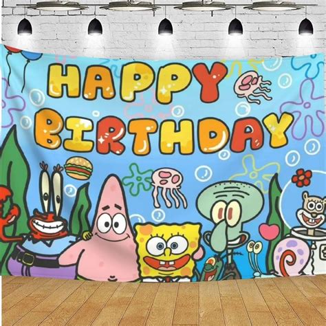 115m Cartoon Happy Birthday Banner Spongebob Squarepants Background