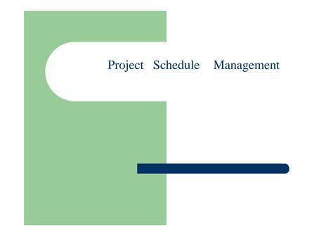 SOLUTION Project Schedule Management Introduction Time Management Project Scheduling Steps