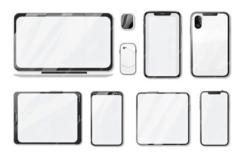 Mobile Phone Tablet Pc Computer Monitor And Laptop Vector Illustration Set With White Background