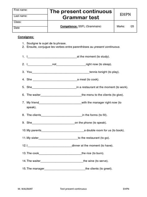 Present Continuoustest Pdf