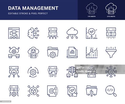 Data Management Line Icons This Icon Set Consists Of Monitoring Data