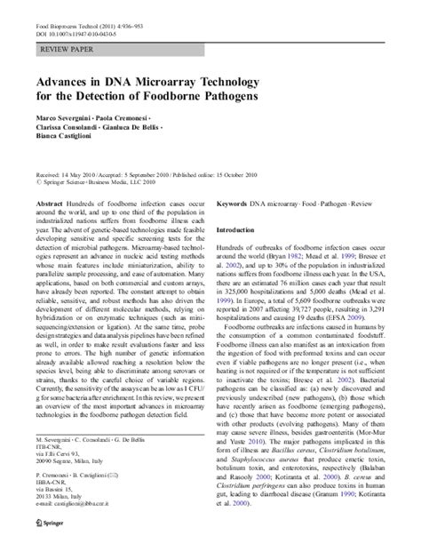 Pdf Dna Microarray Advances For Foodborne Pathogen Detection