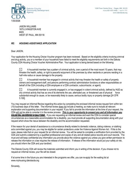 Dakota County Cda New Admissions Informal Review Request Form Housing