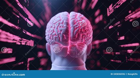 3d Render Human Brain Surrounded By Vibrant Flow Of Data Showcasing Neural Connections And