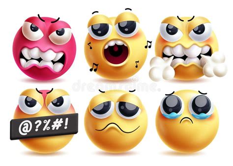 Disgusted Emoji Vector Characters Set Emojis Character Collection Like Angry Singing Disgust