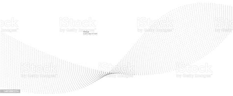 모션 벡터 추상 배경의 회색 점 입자 배열 물결 모양의 흐름 움직임의 포인트의 곡선 선 기술 및 과학 일러스트레이션 3차원