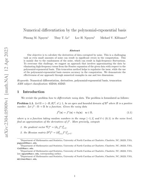 Pdf Numerical Differentiation By The Polynomial Exponential Basis