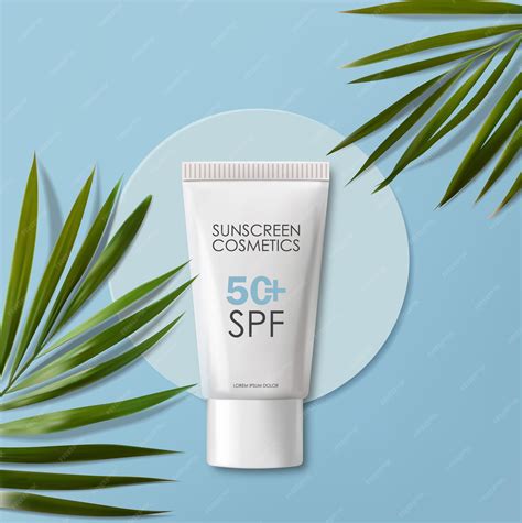 Premium Vector Realistic Sunscreen Bottle Cosmetics Set Tropical Design Spf Cosmetics Vector