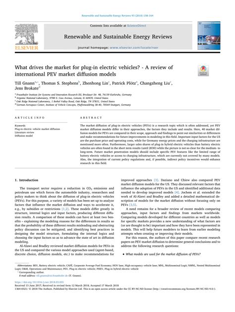 Pdf What Drives The Market For Plug In Electric Vehicles A Review Of International Pev