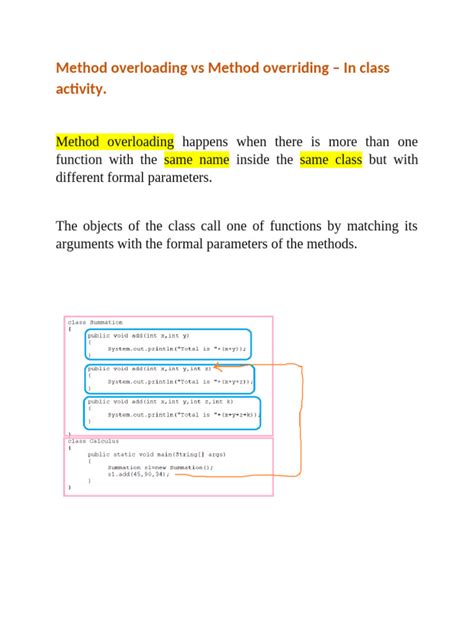 Method Overloading Vs Method Overriding Pdf