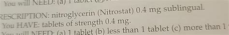Solved Rescription Nitroglycerin Nitrostat 04mg