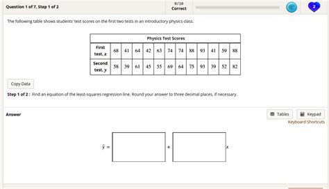 Question 1 Of 7 Step 1 Of 2 010 Correct The Following Table Shows