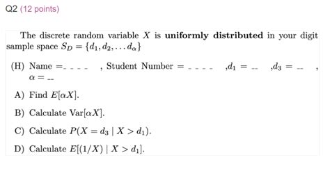 solved q2 12 points the discrete random variable x is