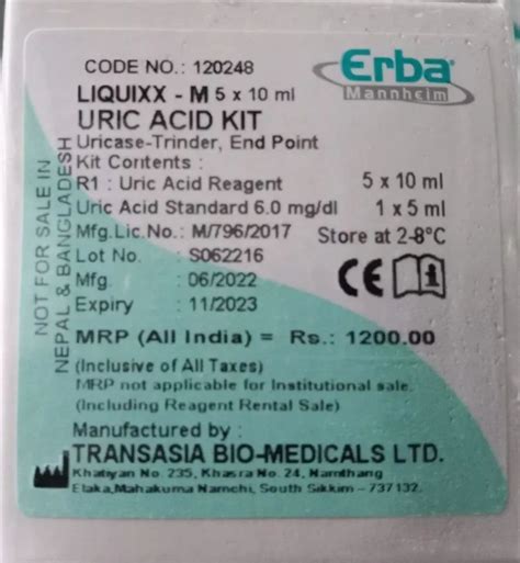 Erba Uric Acid Reagent Kit At Best Price In Lucknow By Ranjana