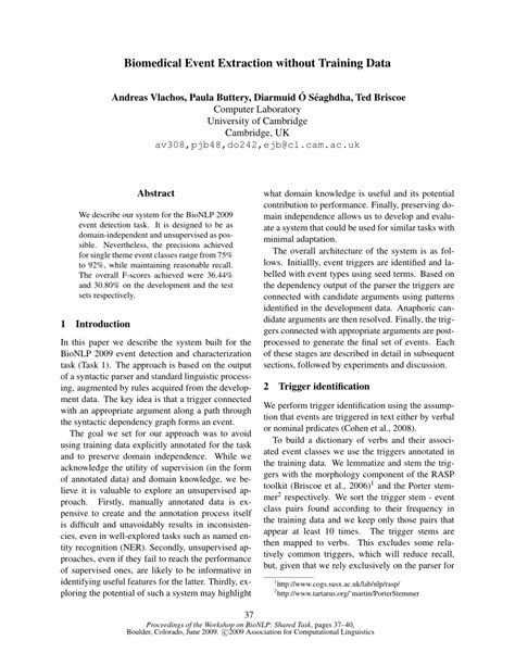 PDF Biomedical Event Extraction Without Training Data