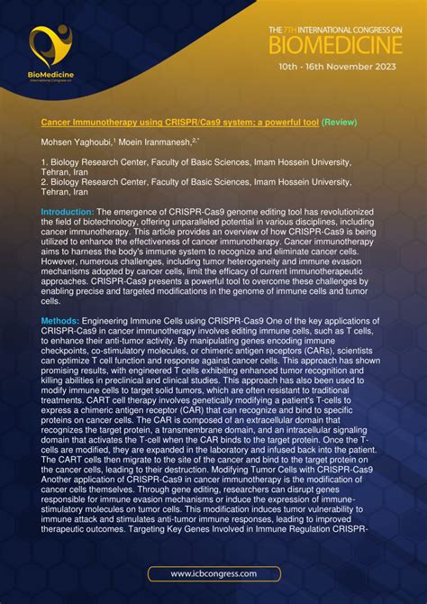 Pdf Cancer Immunotherapy Using Crisprcas9 System A Powerful Tool