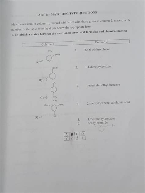 solved match each item in column 1 marked with letter with