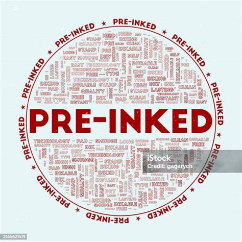 사전 잉크 라운드 배지 키워드 단어 구름 및 원형 텍스트로 미리 잉크가 칠해진 텍스트 Cacodemon 레드 컬러 테마와 그런