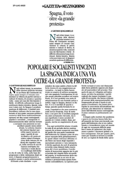 Popolari E Socialisti Vincenti La Spagna Indica Una Via Fmc