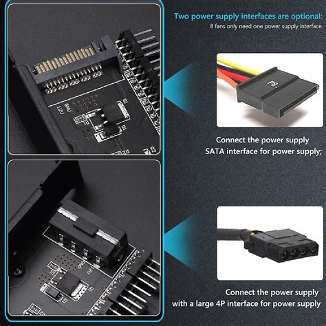 12v 4pin 3pin Cooling Fan Hub 1 To 8 Way Speed Controller Adapter Knob Sata Computer Chassis