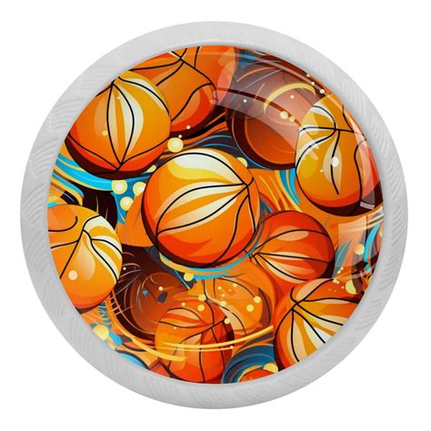 4 Packs Basketball Fluorescence Crystal Glass Cabinet Knobs Drawer Handles For Kitchen Cabinets