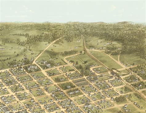 Columbia South Carolina In Bird S Eye View Map Aerial Panorama Vintage Antique