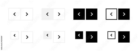 Slider Arrow Buttons Icon Set Website Slider Navigation Symbols Next And Previous Squared
