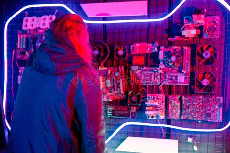 Asian Woman Wearing A Black Jacket Hacking Programming System Check