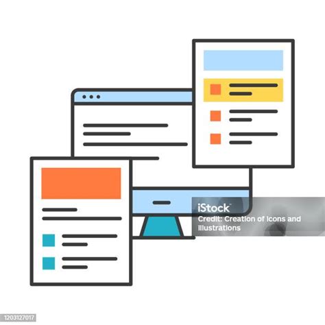 Ikon Garis Warna Pengembangan Frontend Berlatih Mengonversi Data