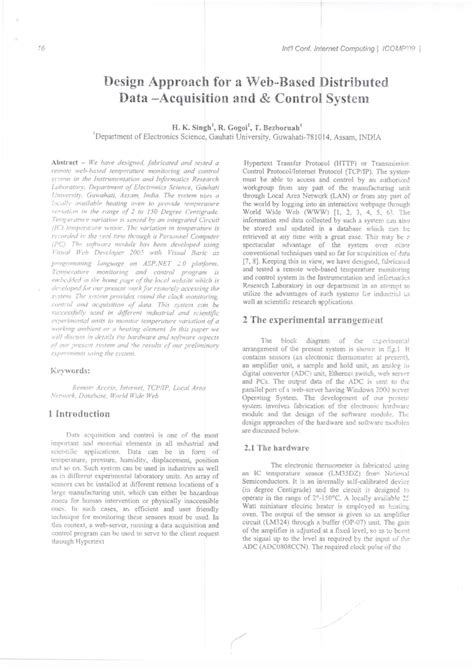 Pdf Design Approach For A Web Based Distributed Data Acquisition And And Control System