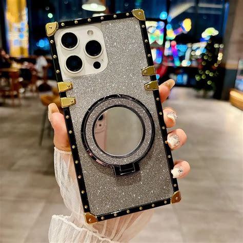 Luxury Glitter Magsafe Iphone Case With Mirror And Ring Loop Modacases